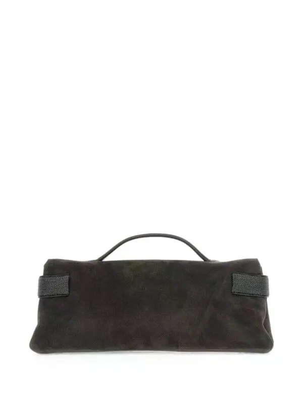 Brunello Cucinelli Monili Embellished Suede Clutch Bag - Brown
