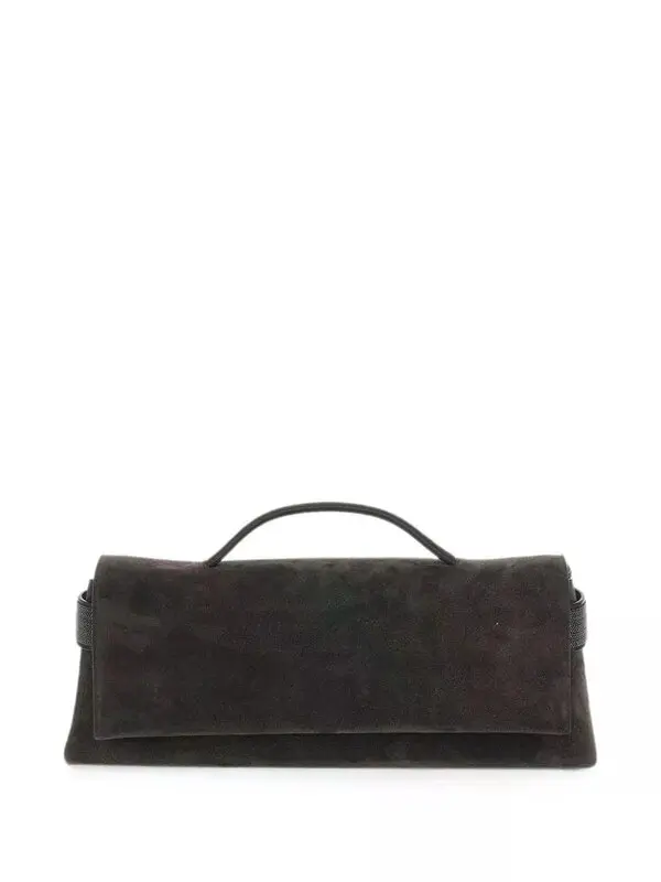 Brunello Cucinelli Monili Embellished Suede Clutch Bag - Brown