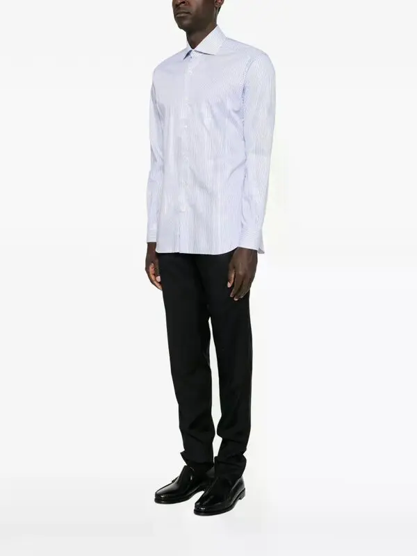 BARBA NAPOLI Vertical-stripe Spread-collar Shirt