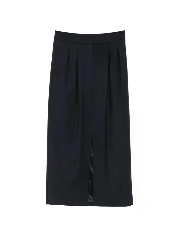 Peserico Pleated Front-slit Long Skirt