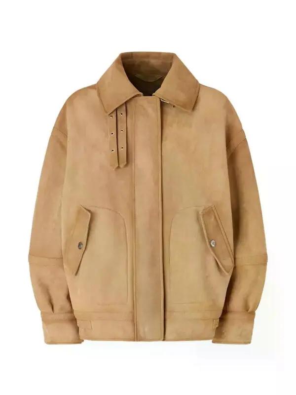 Ermanno Scervino Leather Jacket With Buckle Detail - Neutrals