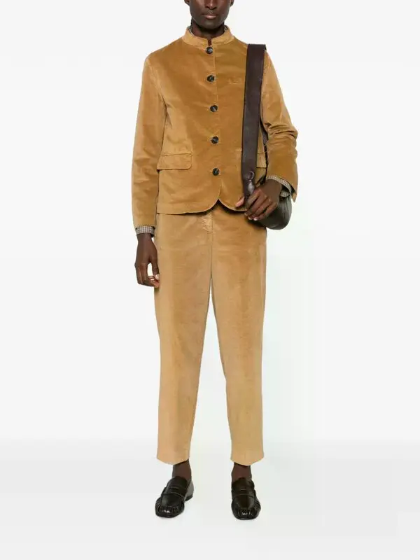 19.61 MILANO Velvet-effect Straight-leg Trousers - Brown