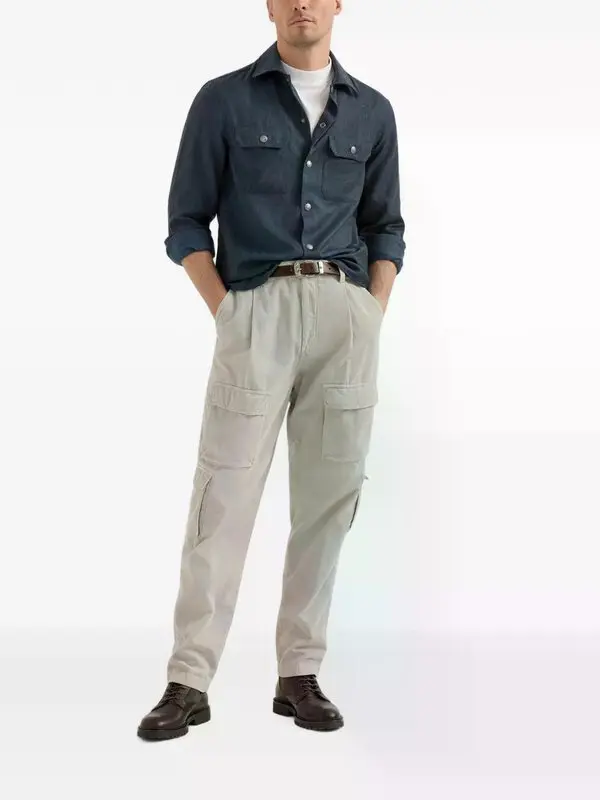 Brunello Cucinelli Virgin Wool Flannel Overshirt With Spread Collar And Chest Pockets