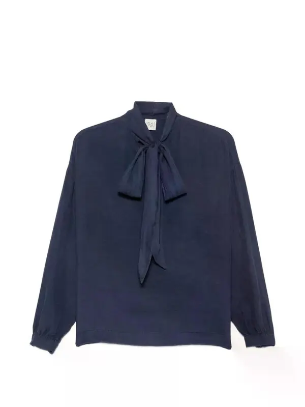 19.61 MILANO Evelin Tie-neck Long-sleeve Blouse - Blue