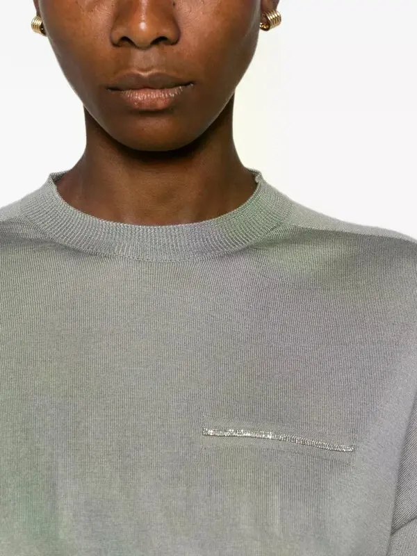 Peserico Embellished Trim Long Sleeve T-shirt