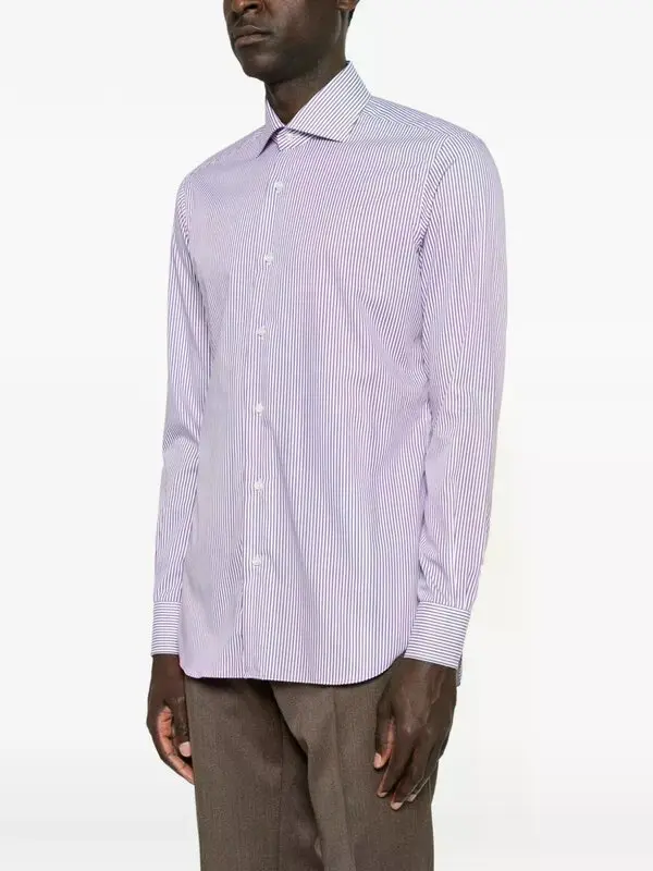 BARBA NAPOLI Striped-print Spread-collar Shirt