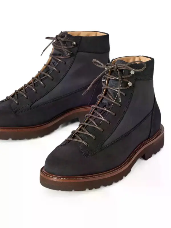 Brunello Cucinelli Suede And Technical Fabric Lace-up Urban Outdoor Boots