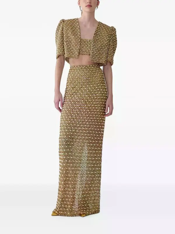 Carolina Herrera Faux-pearl Embellished Cropped Jacket