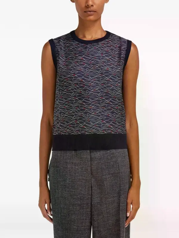 FERRAGAMO Knitted Top With Silk Panel Detail