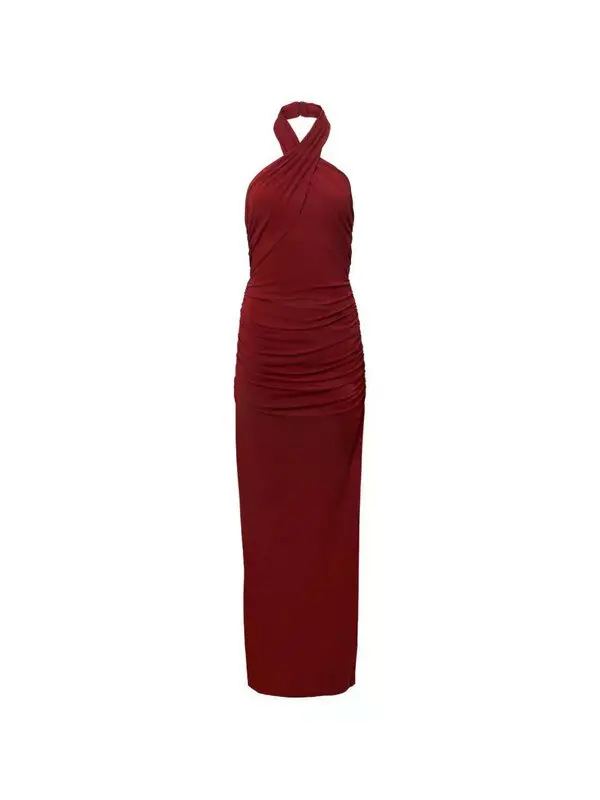 Carolina Herrera Criss-cross Halterneck Gown - Red