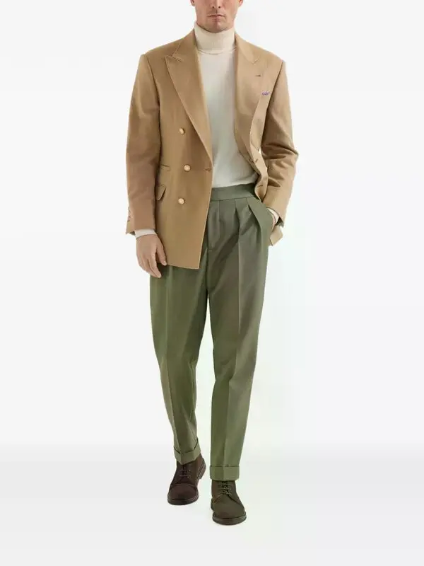 Brunello Cucinelli Virgin Wool Diagonal Trousers With Reversed Double-pleats