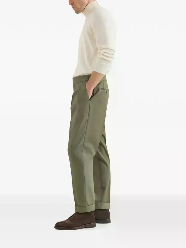 Brunello Cucinelli Virgin Wool Diagonal Trousers With Reversed Double-pleats