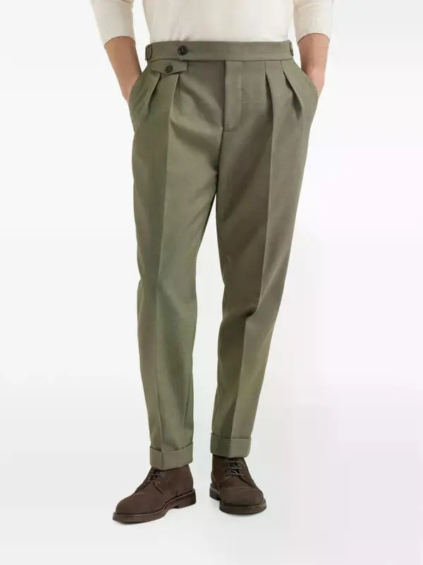Brunello Cucinelli Virgin Wool Diagonal Trousers With Reversed Double-pleats