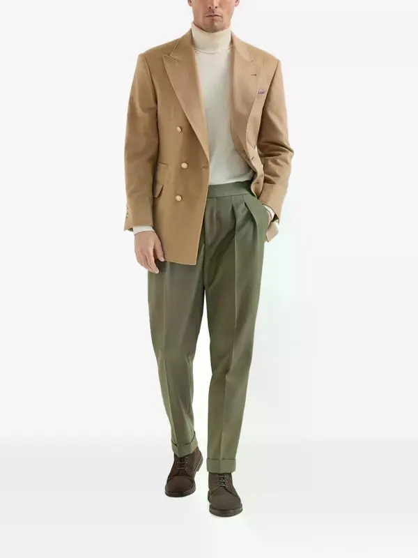 Brunello Cucinelli Virgin Wool Diagonal Trousers With Reversed Double-pleats