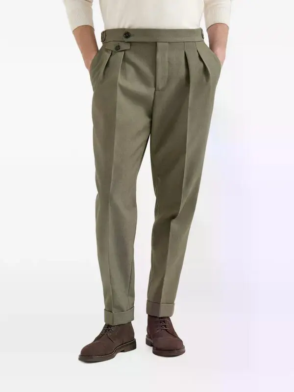 Brunello Cucinelli Virgin Wool Diagonal Trousers With Reversed Double-pleats