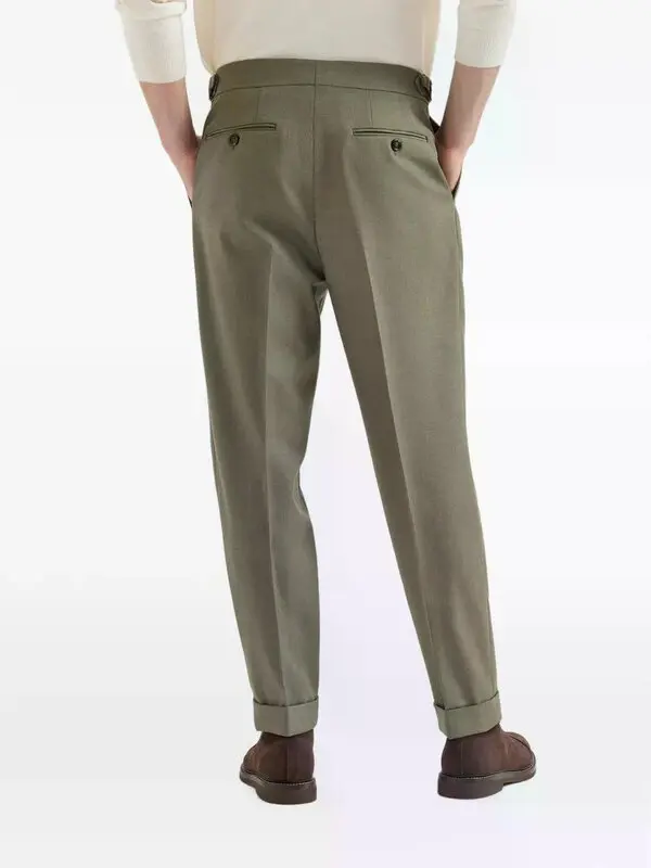 Brunello Cucinelli Virgin Wool Diagonal Trousers With Reversed Double-pleats