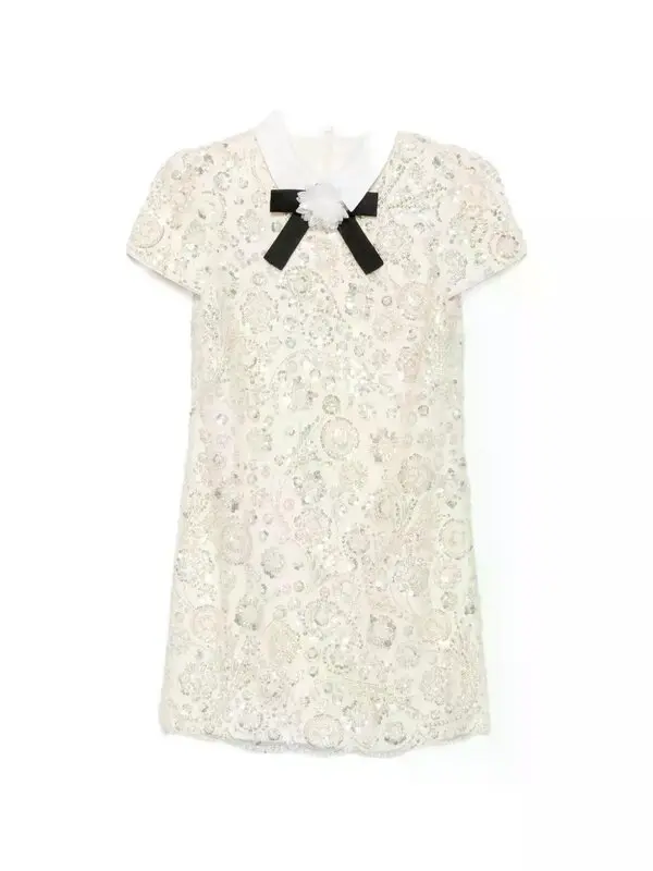 SELF-PORTRAIT Sequin-embellished Bow-detail Mini Dress