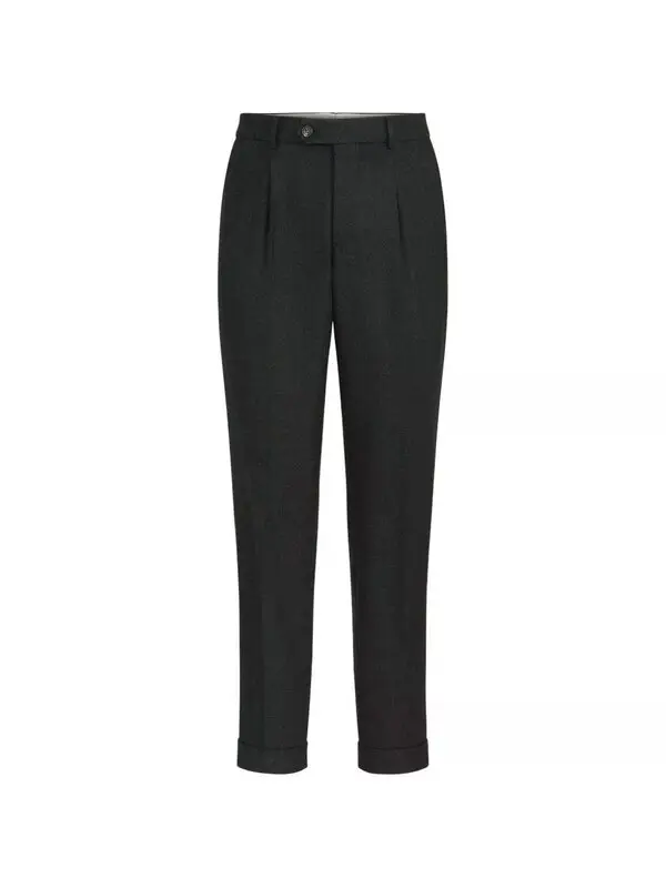 Brunello Cucinelli Virgin Wool Mouliné Twill Trousers With Pleats