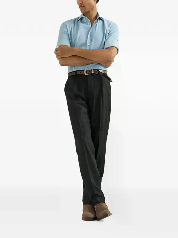 Brunello Cucinelli Virgin Wool Mouliné Twill Trousers With Pleats