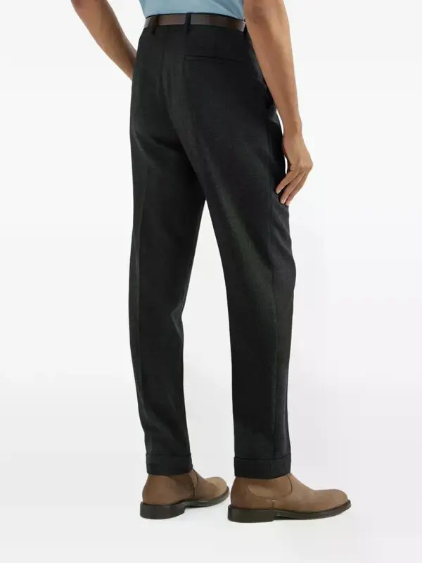 Brunello Cucinelli Virgin Wool Mouliné Twill Trousers With Pleats