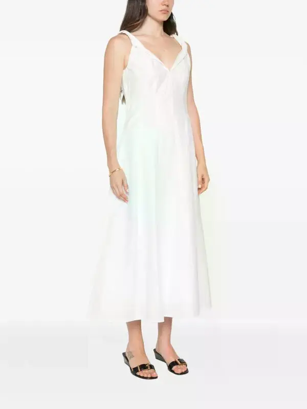 RÓHE Twisted Shoulder V-neck Dress