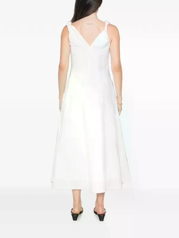 RÓHE Twisted Shoulder V-neck Dress