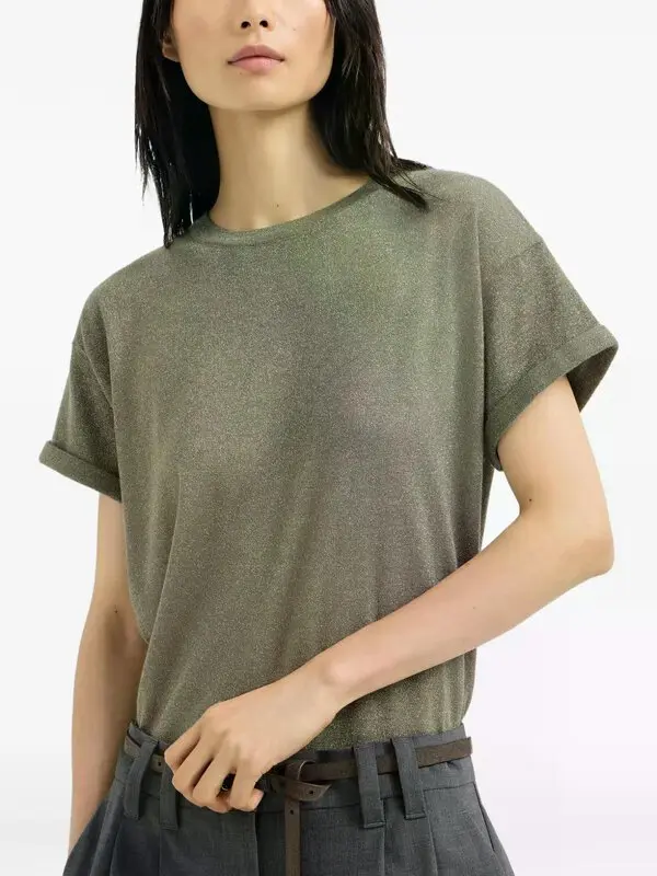 Brunello Cucinelli Sparkling Cashmere And Silk Lightweight Knit T-shirt - Green