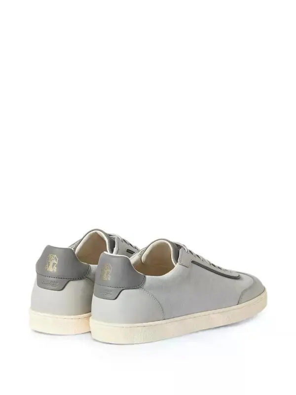 Brunello Cucinelli Suede And Polished Calfskin Sneakers
