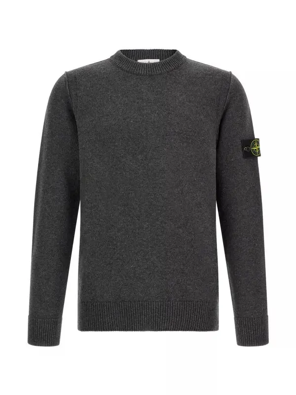 Stone Island Logo Patch Wool Sweater - Grey