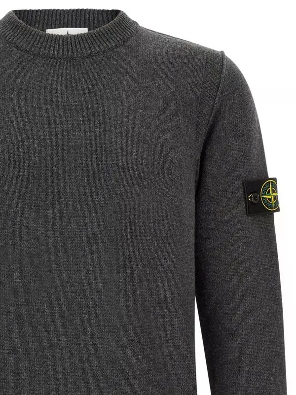 Stone Island Logo Patch Wool Sweater - Grey