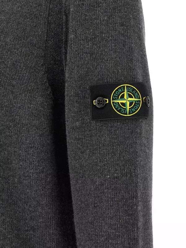 Stone Island Logo Patch Wool Sweater - Grey