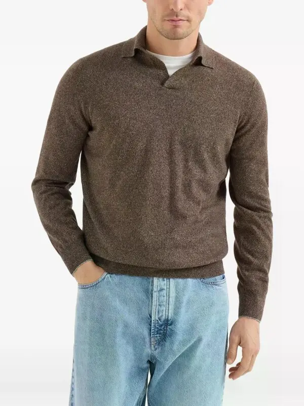 Brunello Cucinelli Mouliné Cashmere Knit Polo
