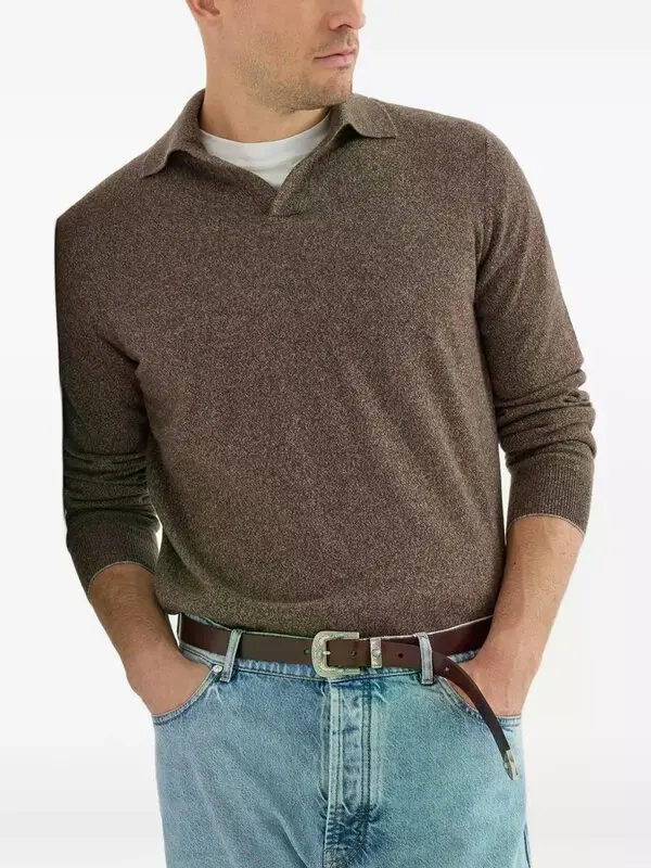 Brunello Cucinelli Mouliné Cashmere Knit Polo