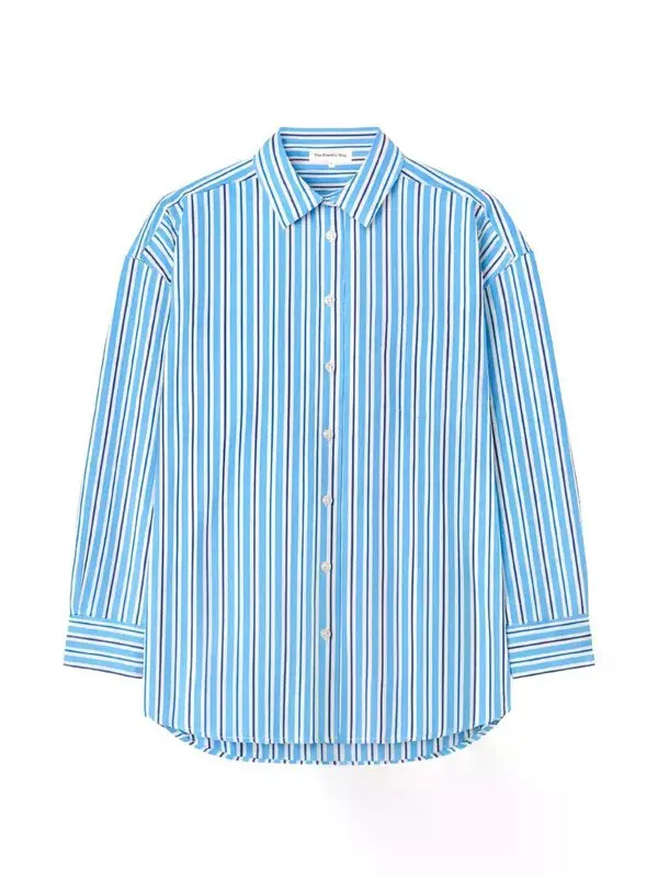 THE FRANKIE SHOP Oana Cotton Padded Shirt Multi Stripe - Blue