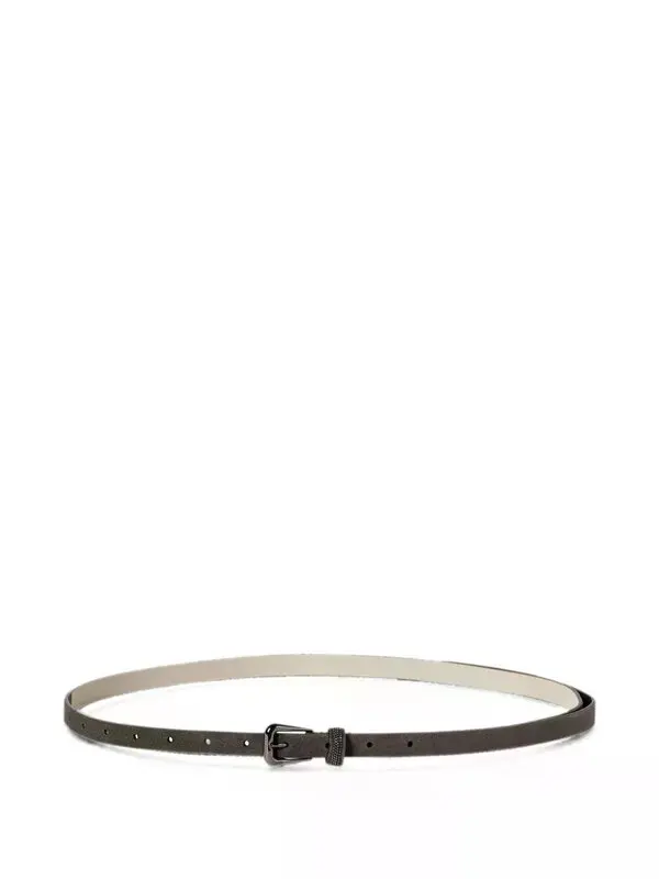 Brunello Cucinelli Suede Belt With Shiny Loop - Grey