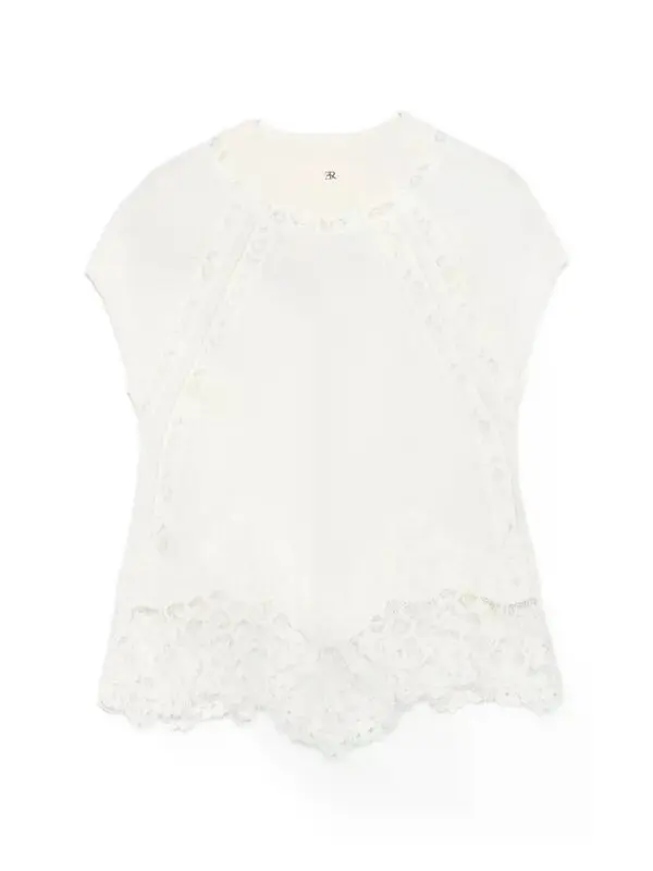 Ermanno Scervino Lace-trim Short-sleeve Top - Neutrals