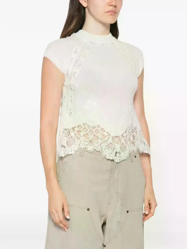 Ermanno Scervino Lace Trim Knit Top - Neutrals
