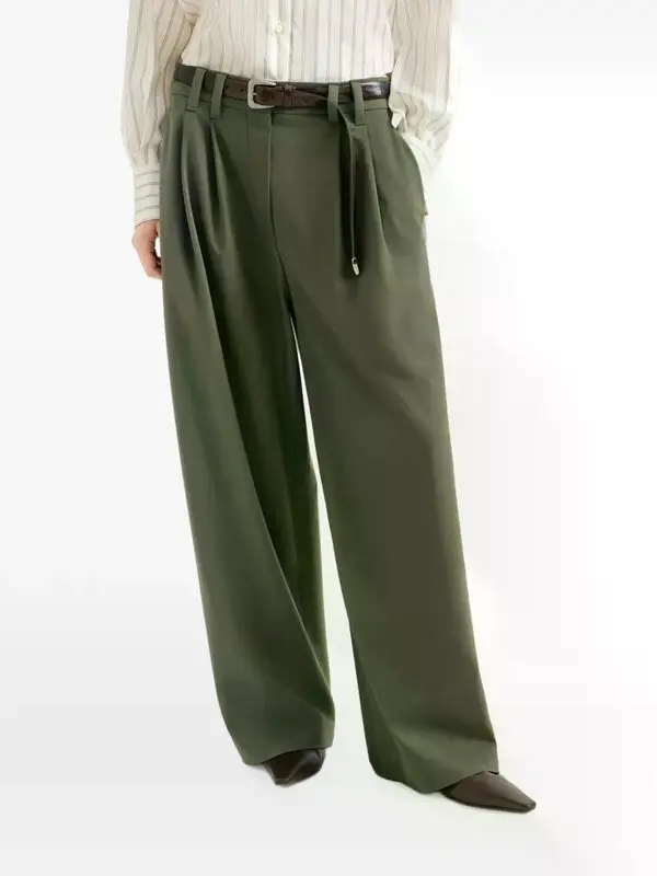 Brunello Cucinelli Tropical Wool Tailored Trousers With Monili Detail