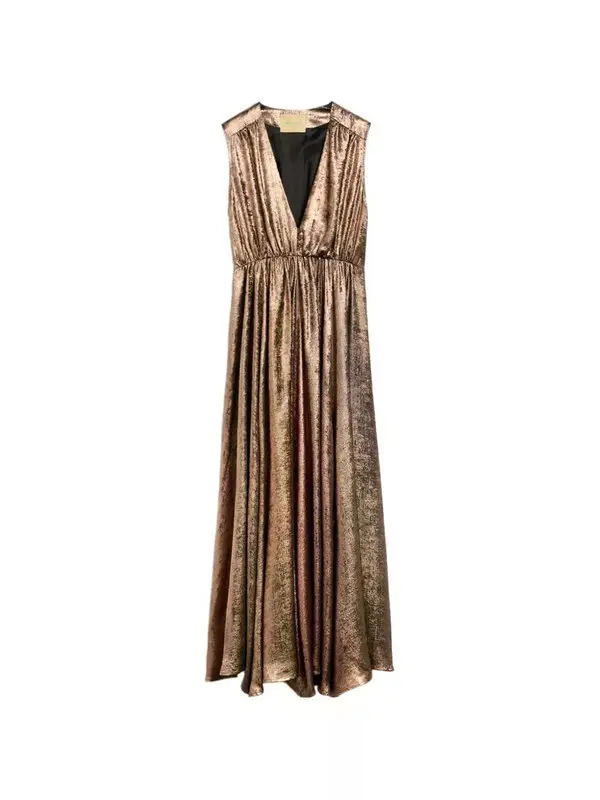 Momoni Ysla Laminated Sleeveless Maxi Dress