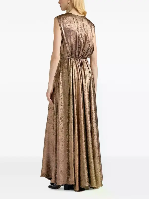 Momoni Ysla Laminated Sleeveless Maxi Dress