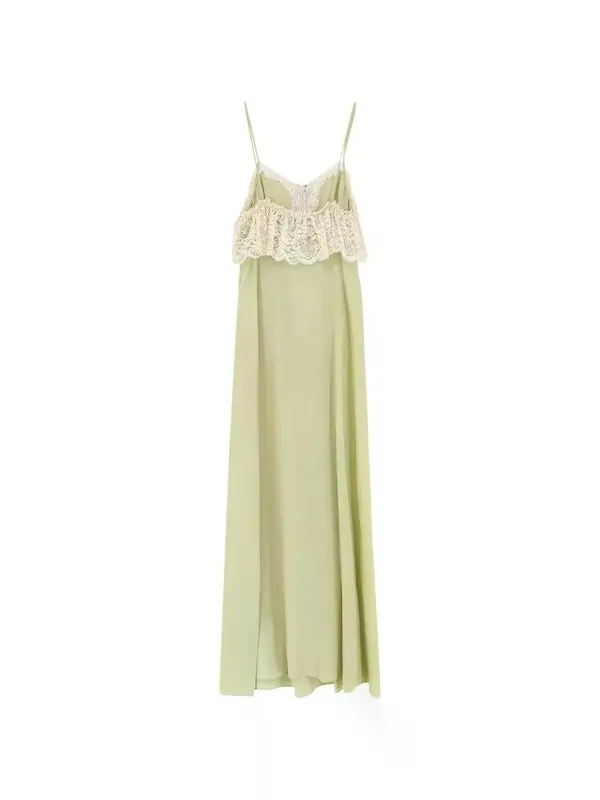 Chloé Crêpe De Chine And Lace Long Dress