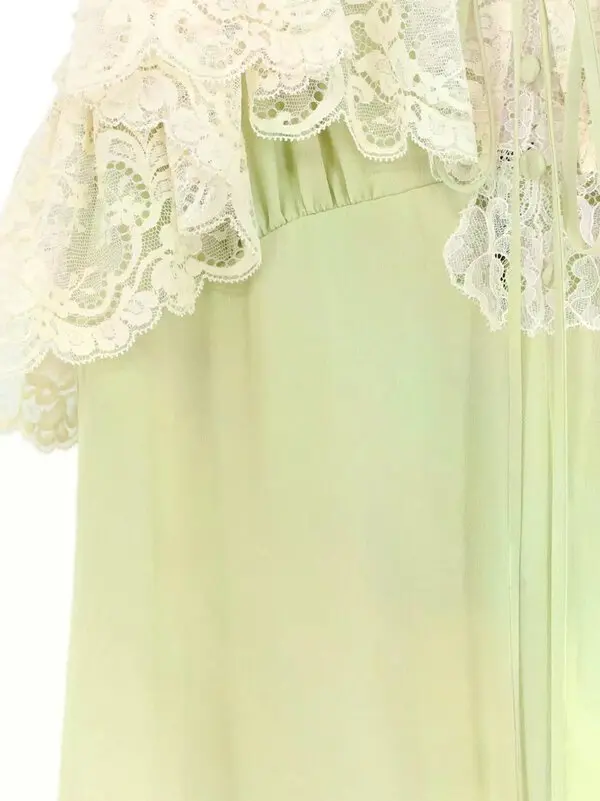 Chloé Crêpe De Chine And Lace Long Dress