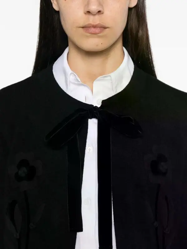 Valentino Garavani Floral Appliqué Bow-fastening Cardigan