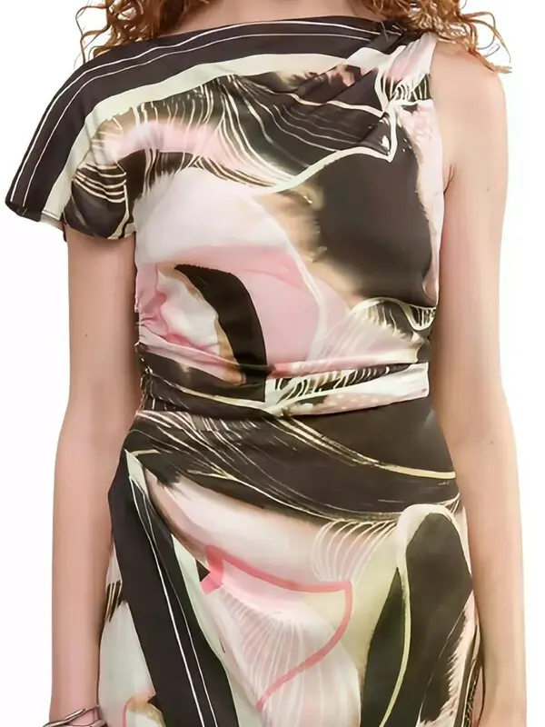 AMUR Jovie Asymmetrical-neck Mini Dress
