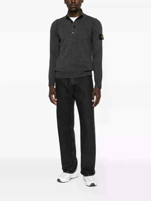Stone Island Logo Patch High Neck Polo Shirt