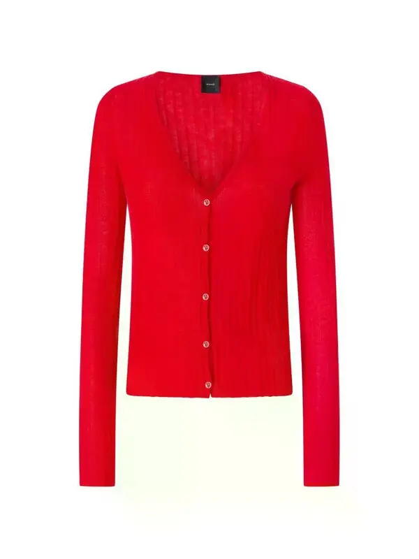 Pinko Ribbed Cardigan With Buttons - Red