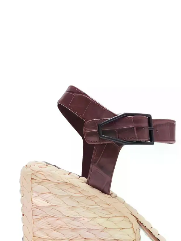PAUL ANDREW Adroit Crocodile-effect Raffia-trim Espadrilles