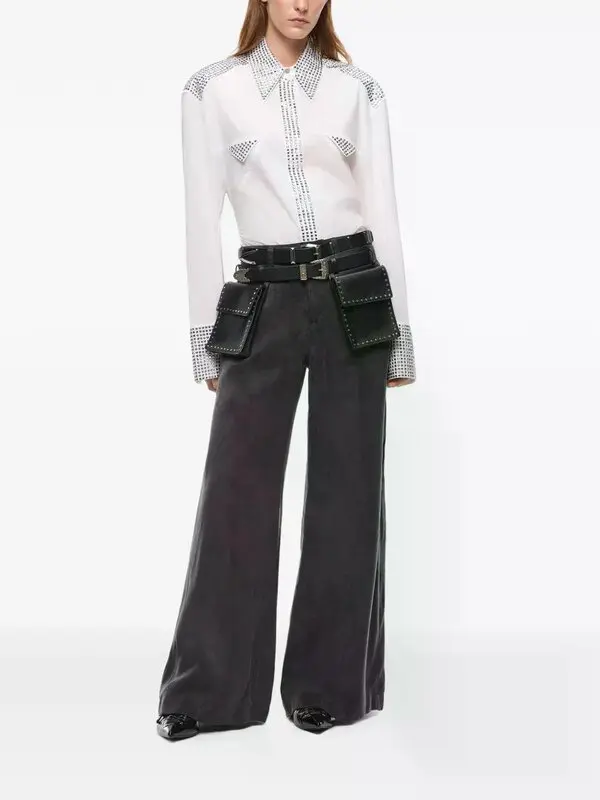 Pinko Poplin Shirt With Strass Embellishments