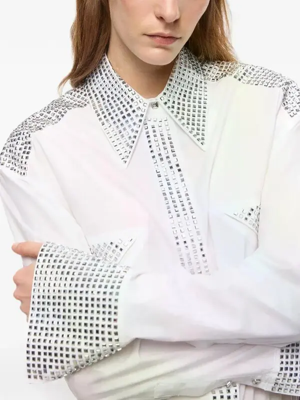 Pinko Poplin Shirt With Strass Embellishments