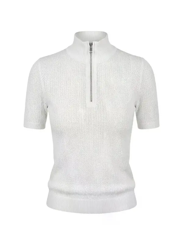 Anatomie Serena Quarter-zip Open-knit Top - White